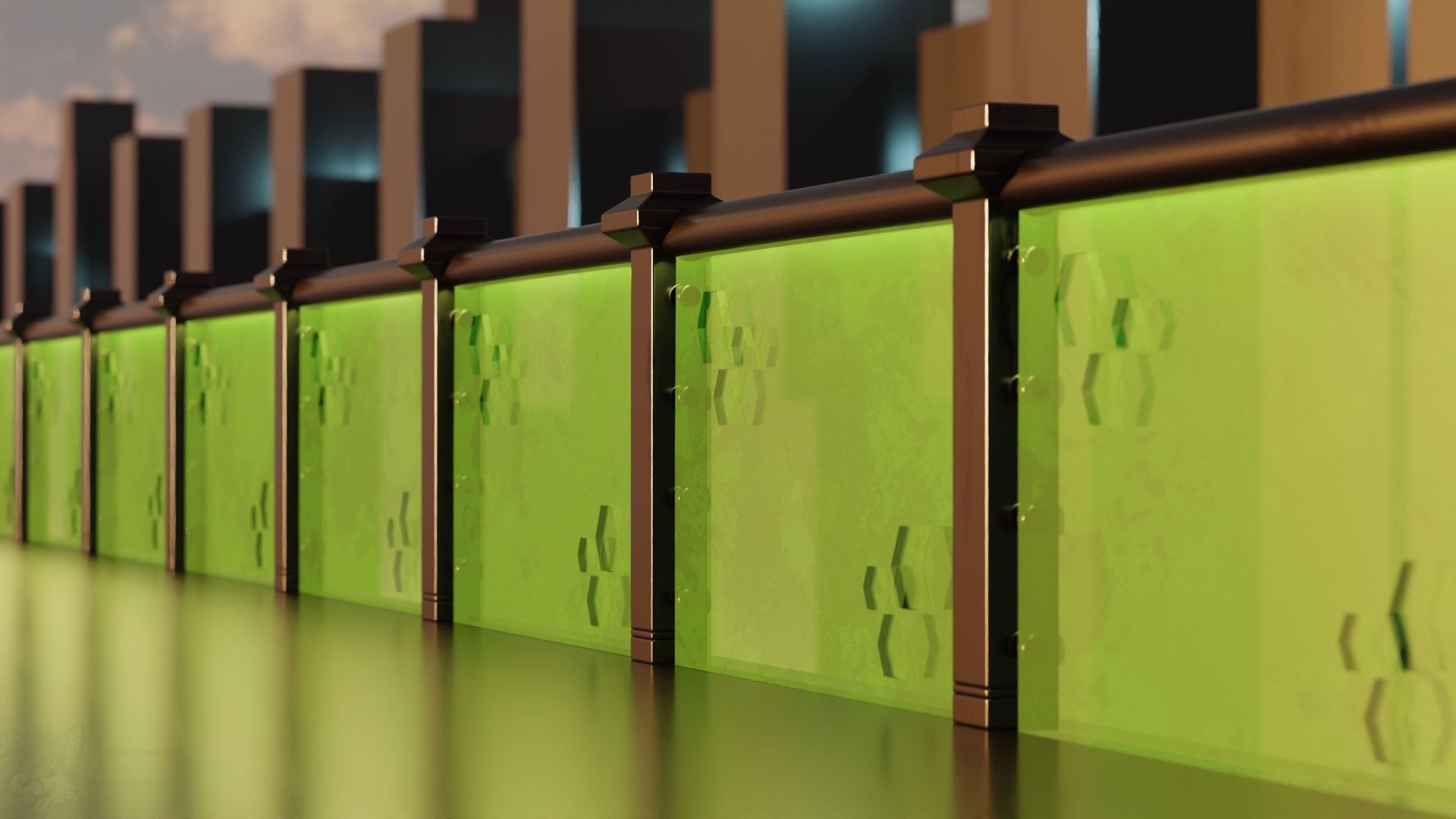 3D Sci Fi Modular Railing for City Walkways | CGTrader