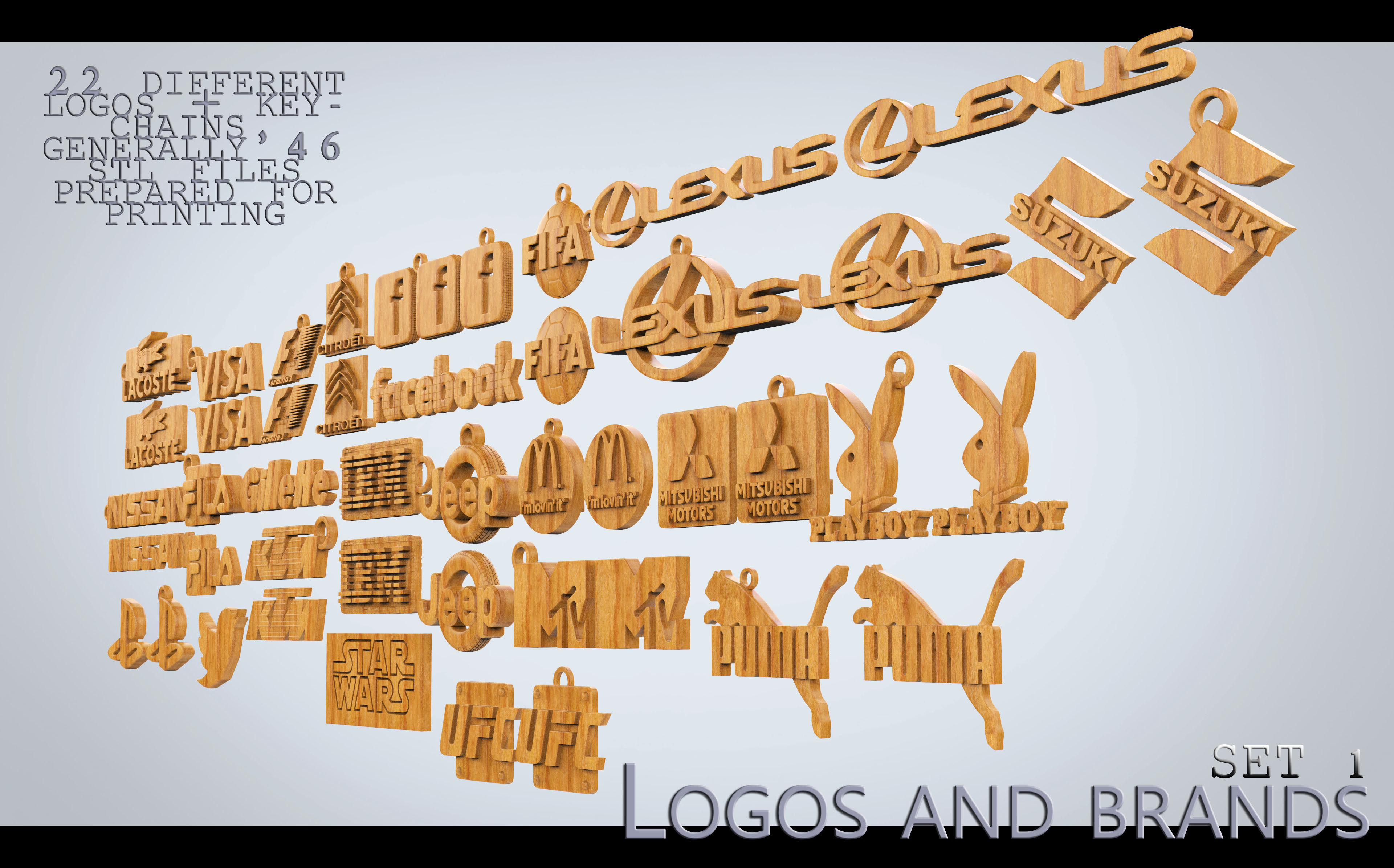 Logos and brands first set free 3D model 3D printable | CGTrader