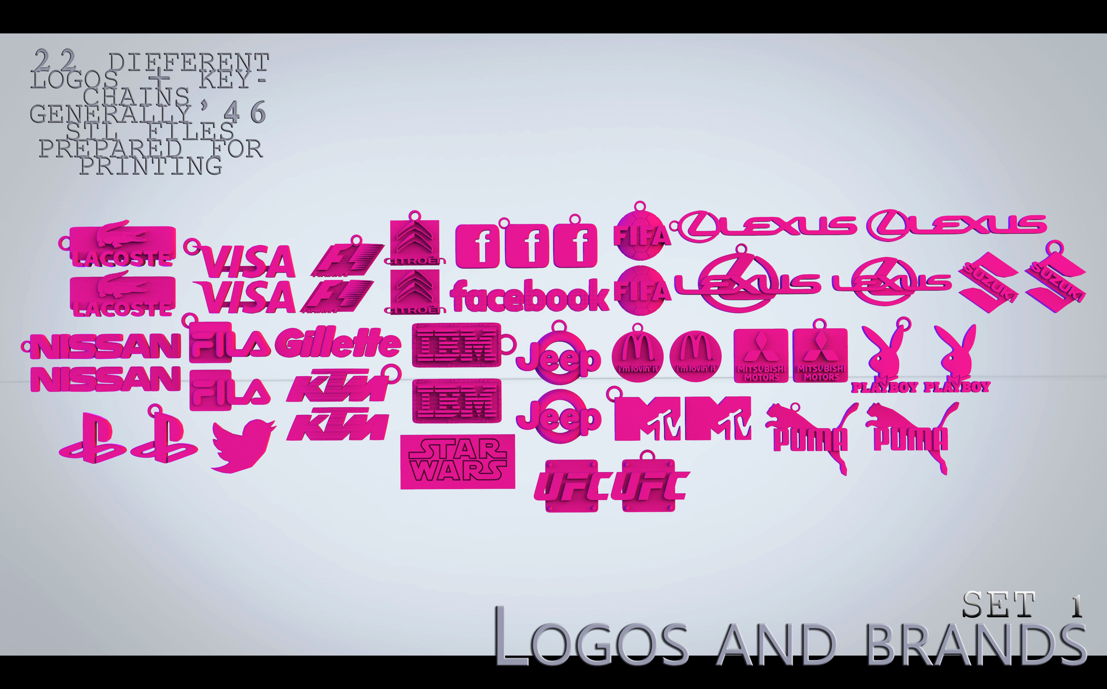 Logos and brands first set free 3D model 3D printable | CGTrader