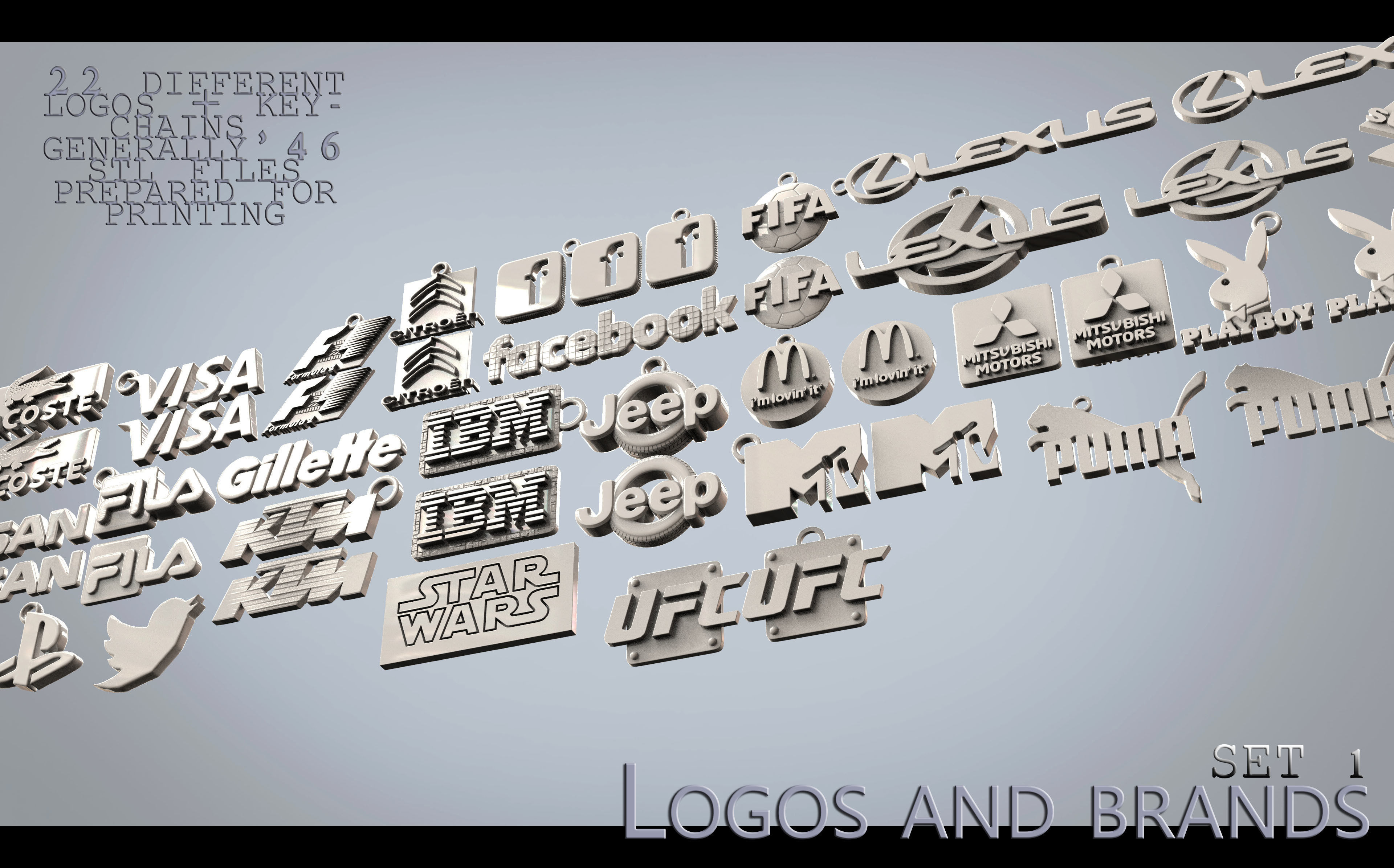 Logos and brands first set free 3D model 3D printable | CGTrader