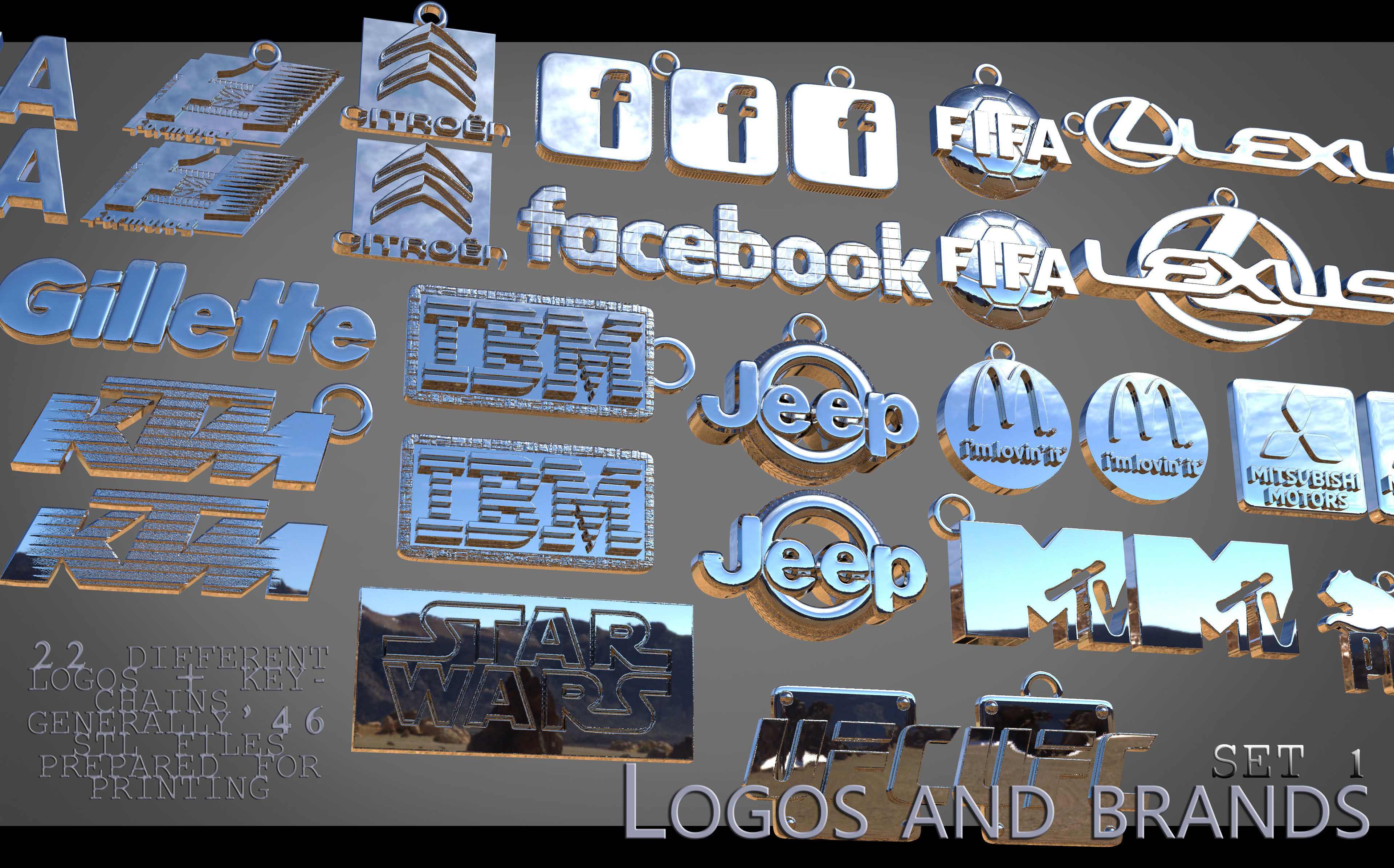Logos and brands first set free 3D model 3D printable | CGTrader