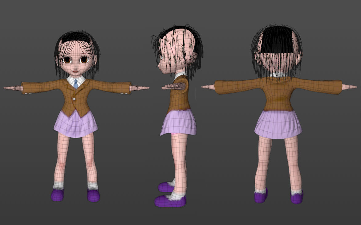 Petit Anime Girl C4D 3D model rigged | CGTrader