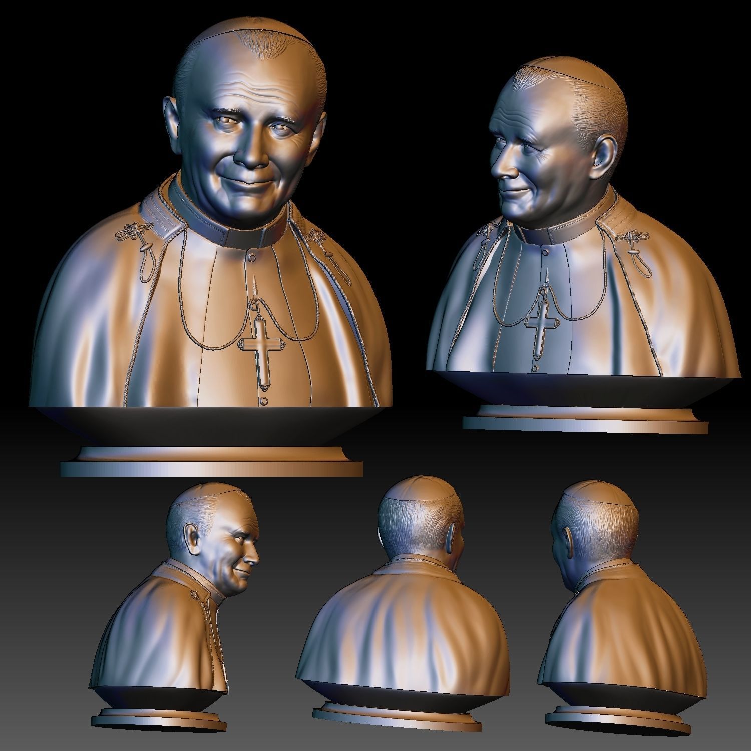 Pope John Paul II portrait printable 3D model 3D printable | CGTrader
