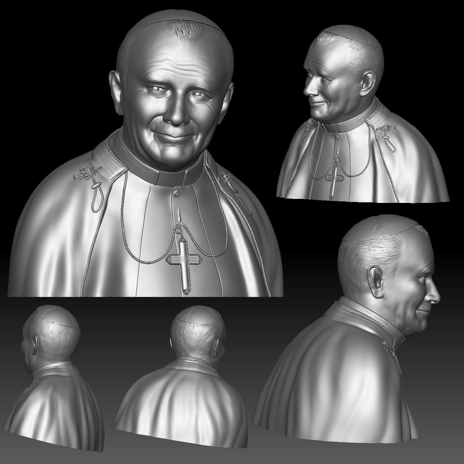 Pope John Paul II portrait printable 3D model 3D printable | CGTrader