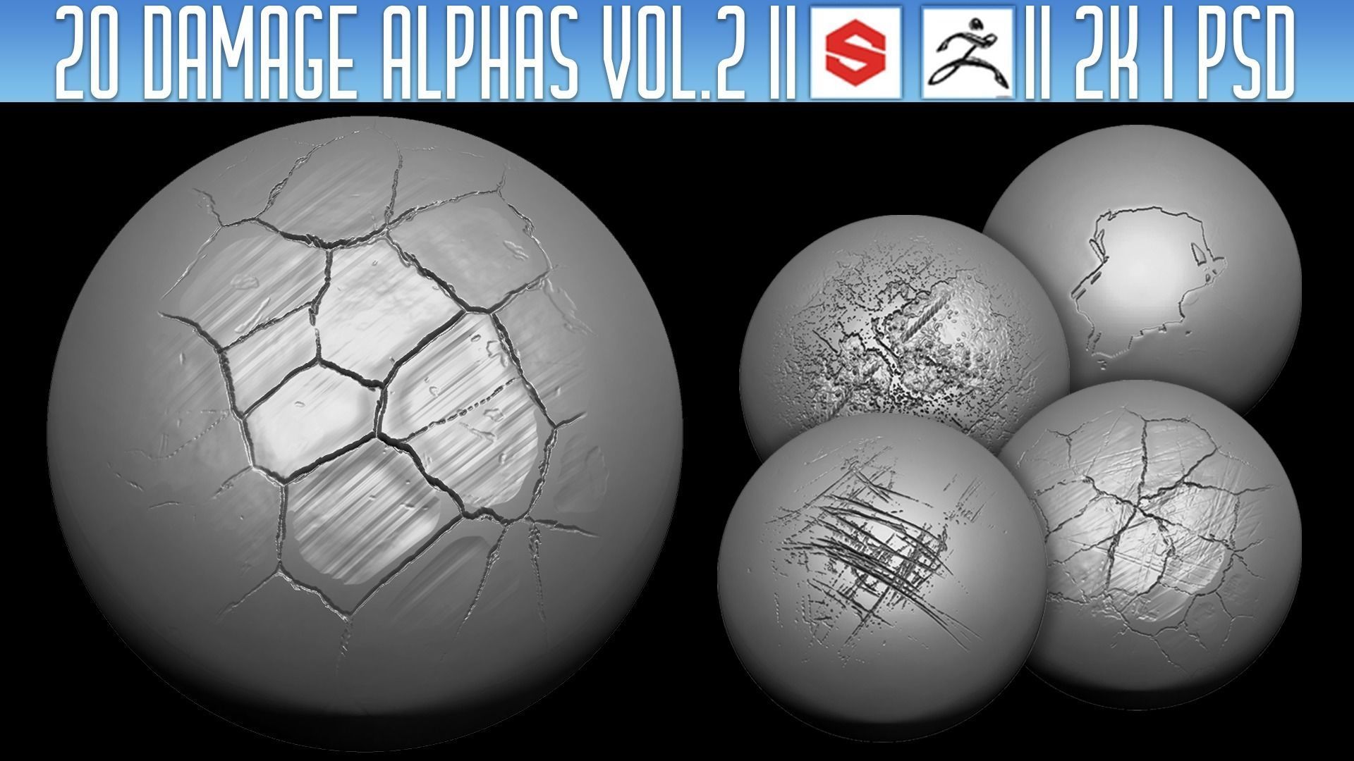 Damage ZBrush Alphas 3D model | CGTrader