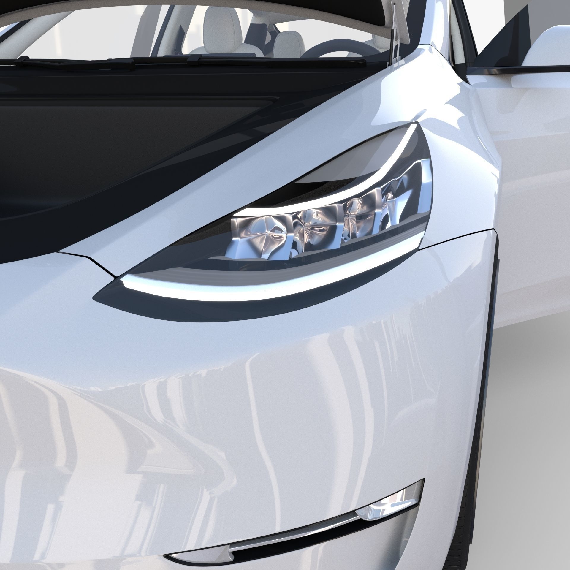 Tesla Model Y RWD White with interior and chassis 3D model | CGTrader