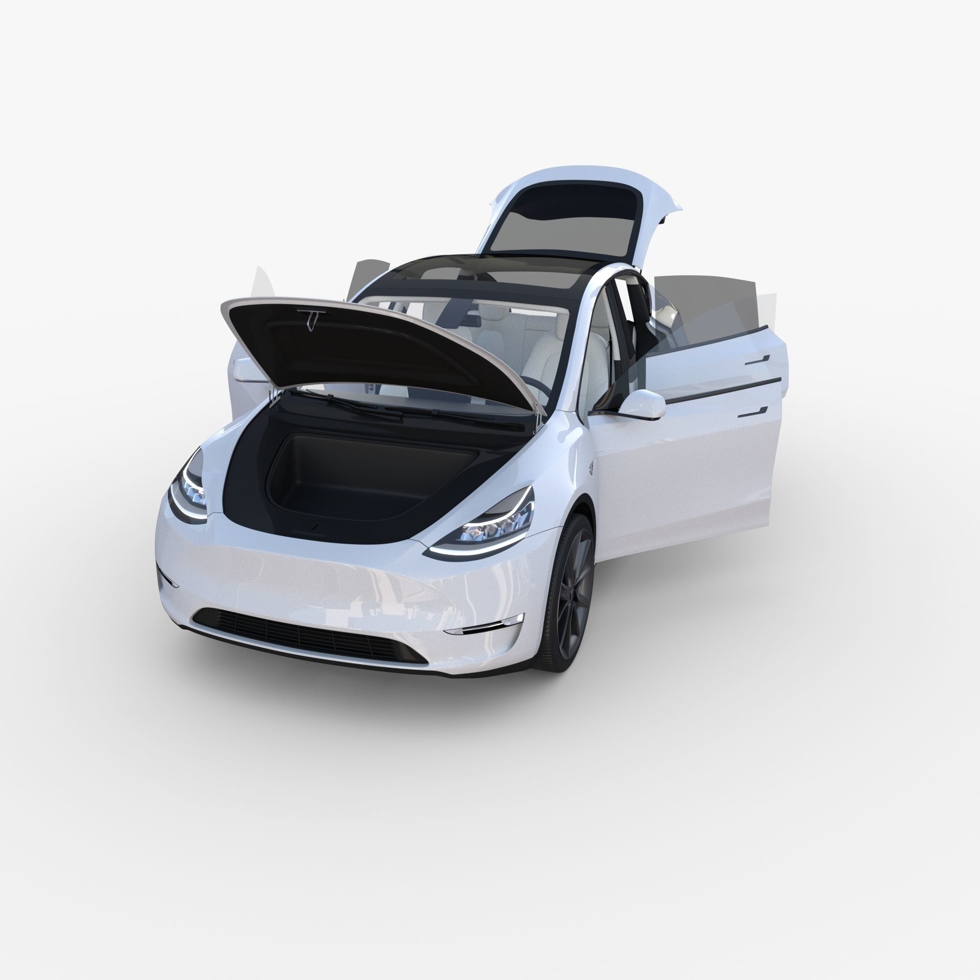 Tesla Model Y RWD White with interior and chassis 3D model | CGTrader