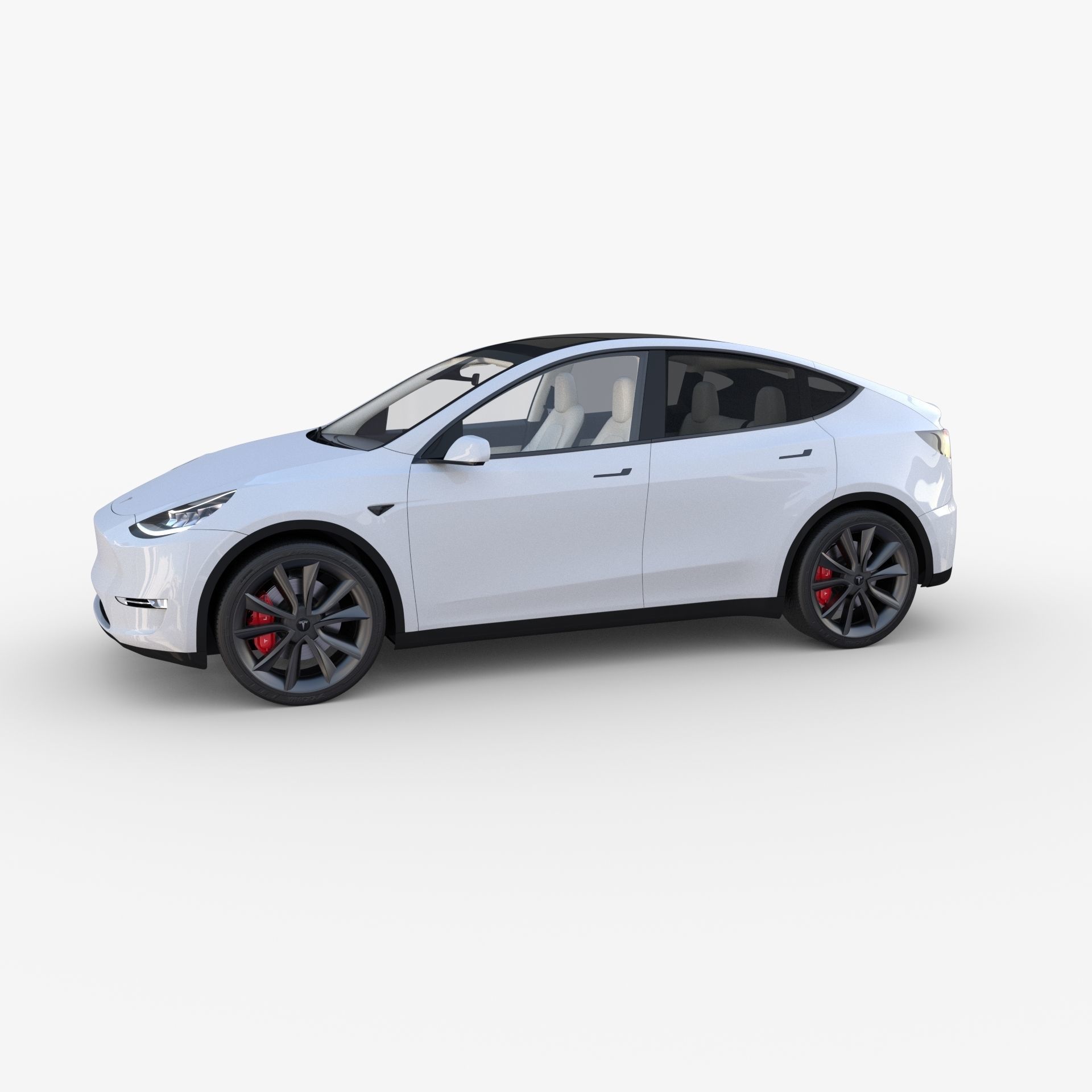 Tesla Model Y RWD White with interior and chassis 3D model | CGTrader