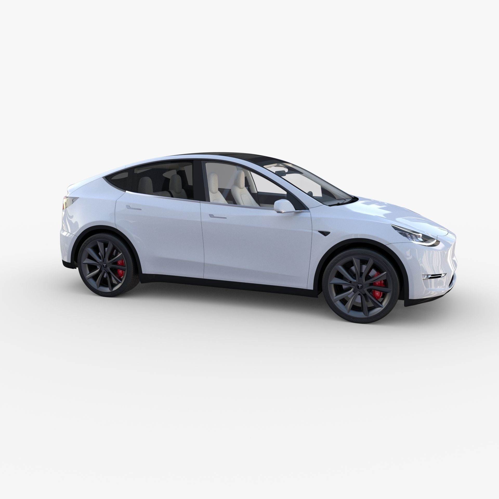 Tesla Model Y RWD White with interior and chassis 3D model | CGTrader