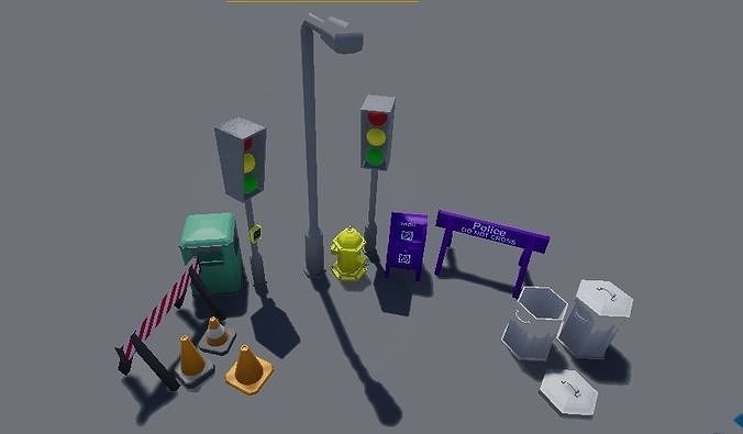 3D model Simple Street Kit VR / AR / low-poly | CGTrader