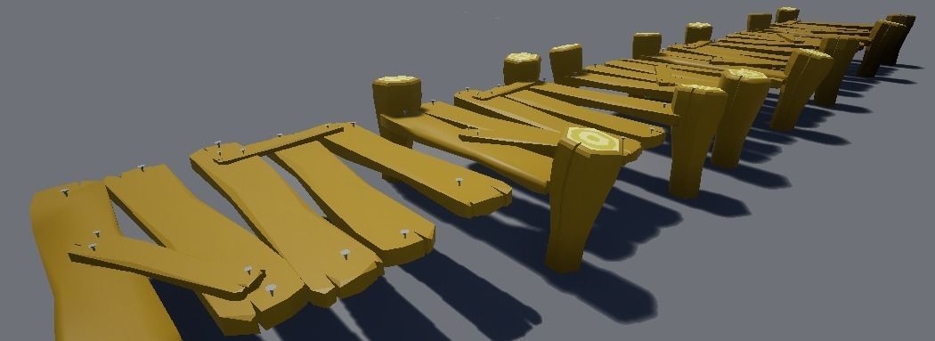 3D model Simple Low Poly Modular Wooden Walkway Kit VR / AR / low-poly ...