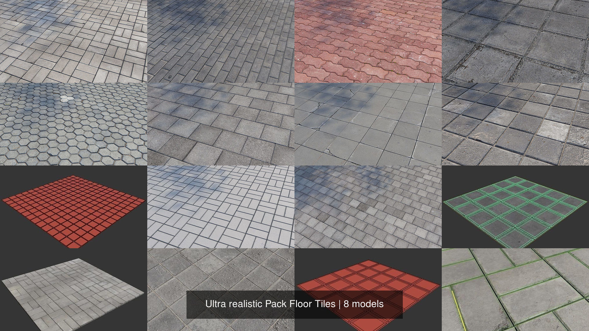 3D Model Collection Ultra realistic Pack Floor Tiles VR / AR / low-poly ...