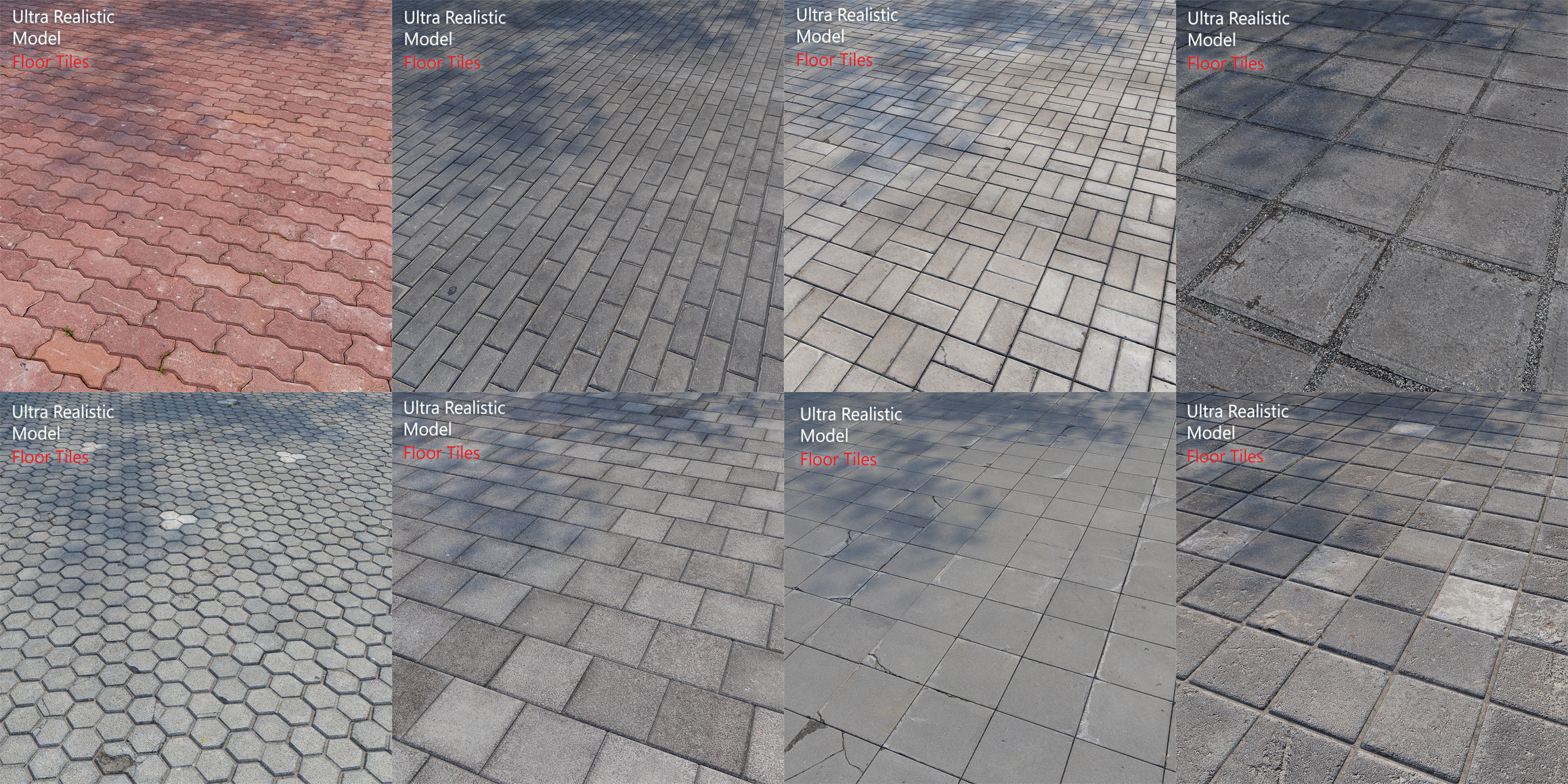 3D Model Collection Ultra realistic Pack Floor Tiles VR / AR / low-poly ...