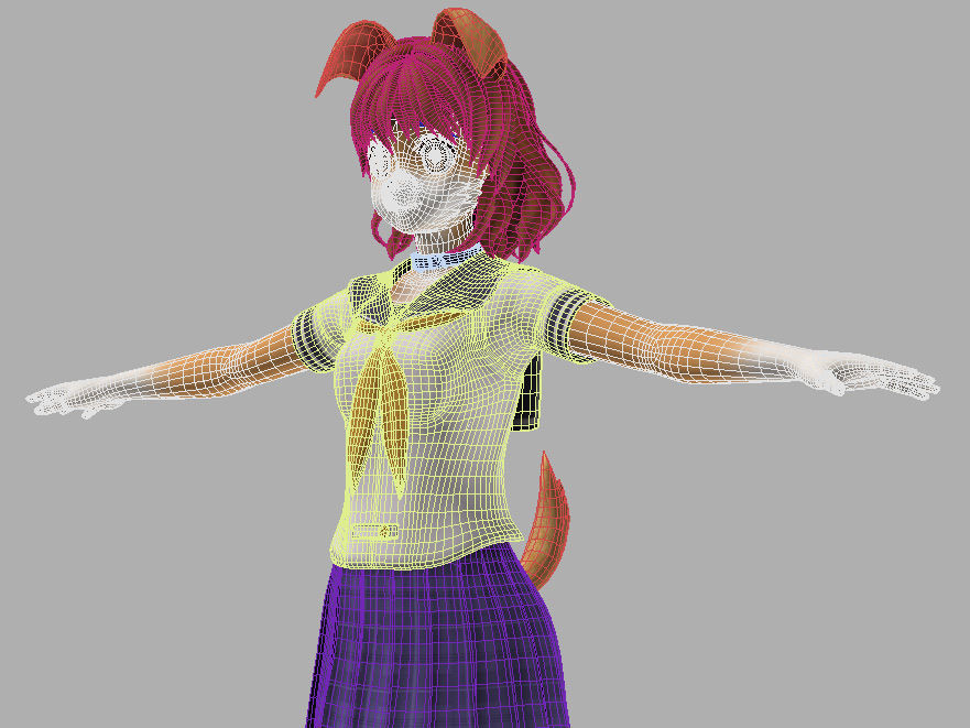 T pose rigged model of Inuko anime creature 3D model rigged | CGTrader