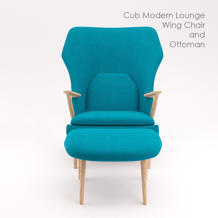 Cub Lounge Modern Wing Chair and Ottoman free 3D model | CGTrader