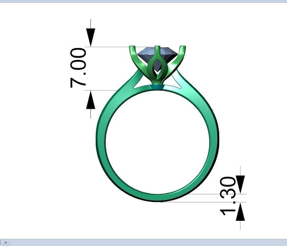Tulip Style Engagement Ring CAD STL File-CC101 3D model 3D printable ...
