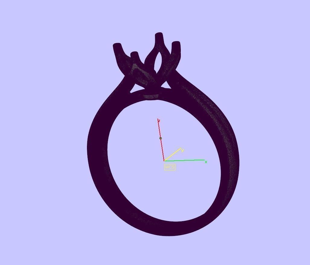 Tulip Style Engagement Ring CAD STL File-CC101 3D model 3D printable ...