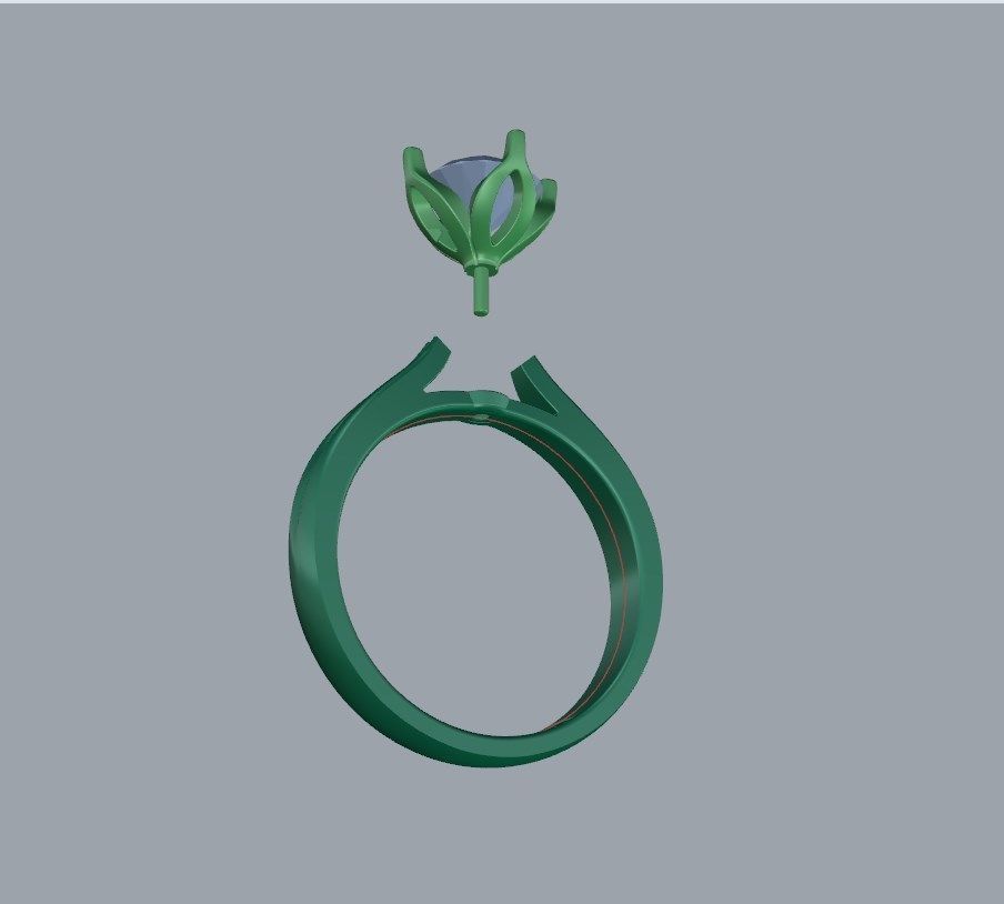 Tulip Style Engagement Ring CAD STL File-CC101 3D model 3D printable ...