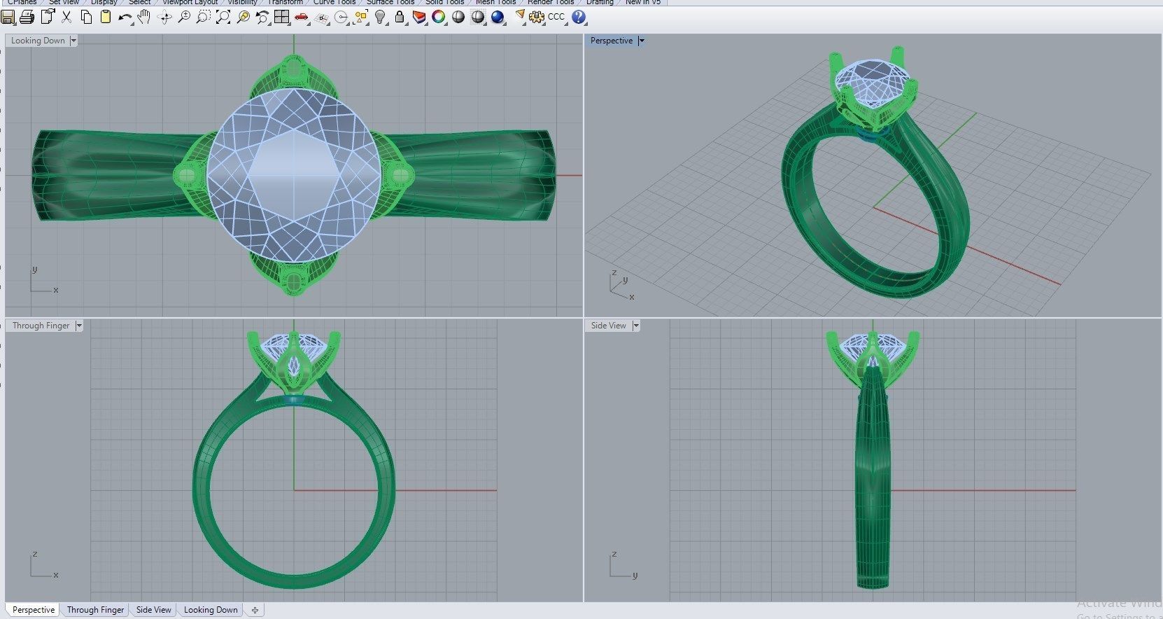 Tulip Style Engagement Ring CAD STL File-CC101 3D model 3D printable ...