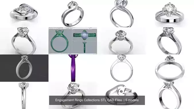 Engagement Rings Collections STL CAD Files | CGTrader