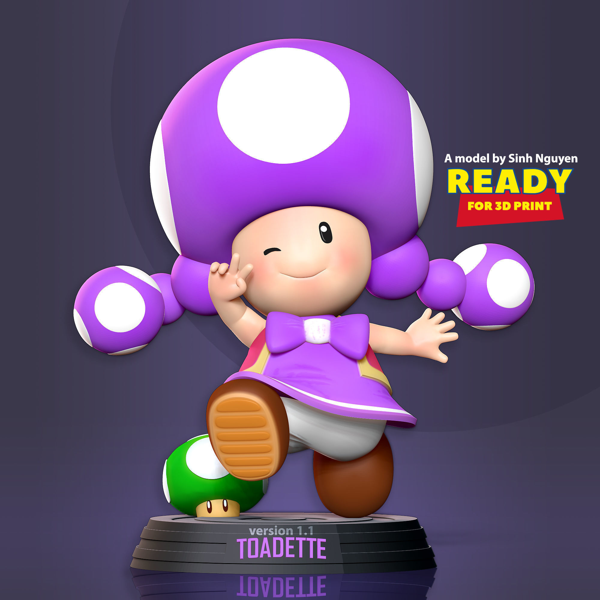 Toadette - Super Mario Fanart 3D model 3D printable | CGTrader