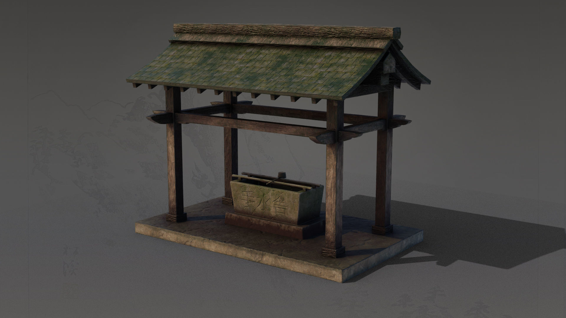 3D model Temizuya - 4 Japanese Shinto Temizuya -4 GameReady Versions VR ...