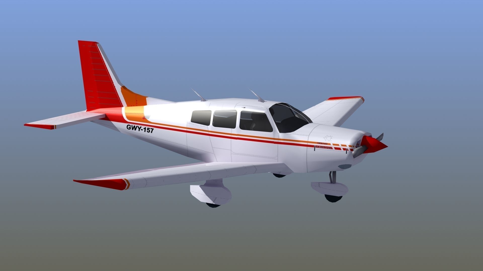 3D model Piper Cherokee Light Aircraft VR / AR / low-poly | CGTrader