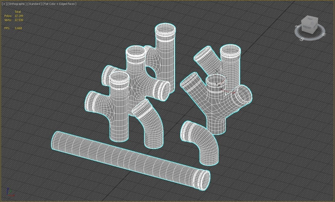 Pipes PVC kitbash 8 elements 3D model | CGTrader