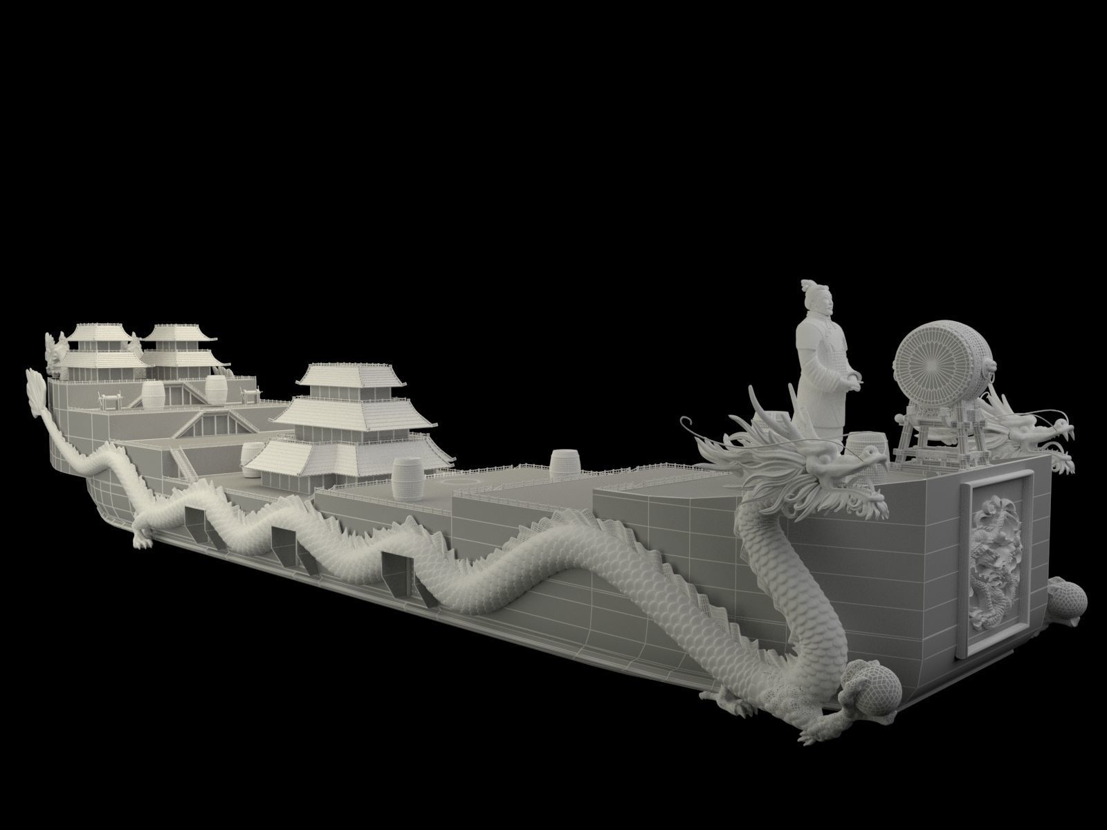 chinese junk ship warship oldship pirates fleet sails 3D model | CGTrader