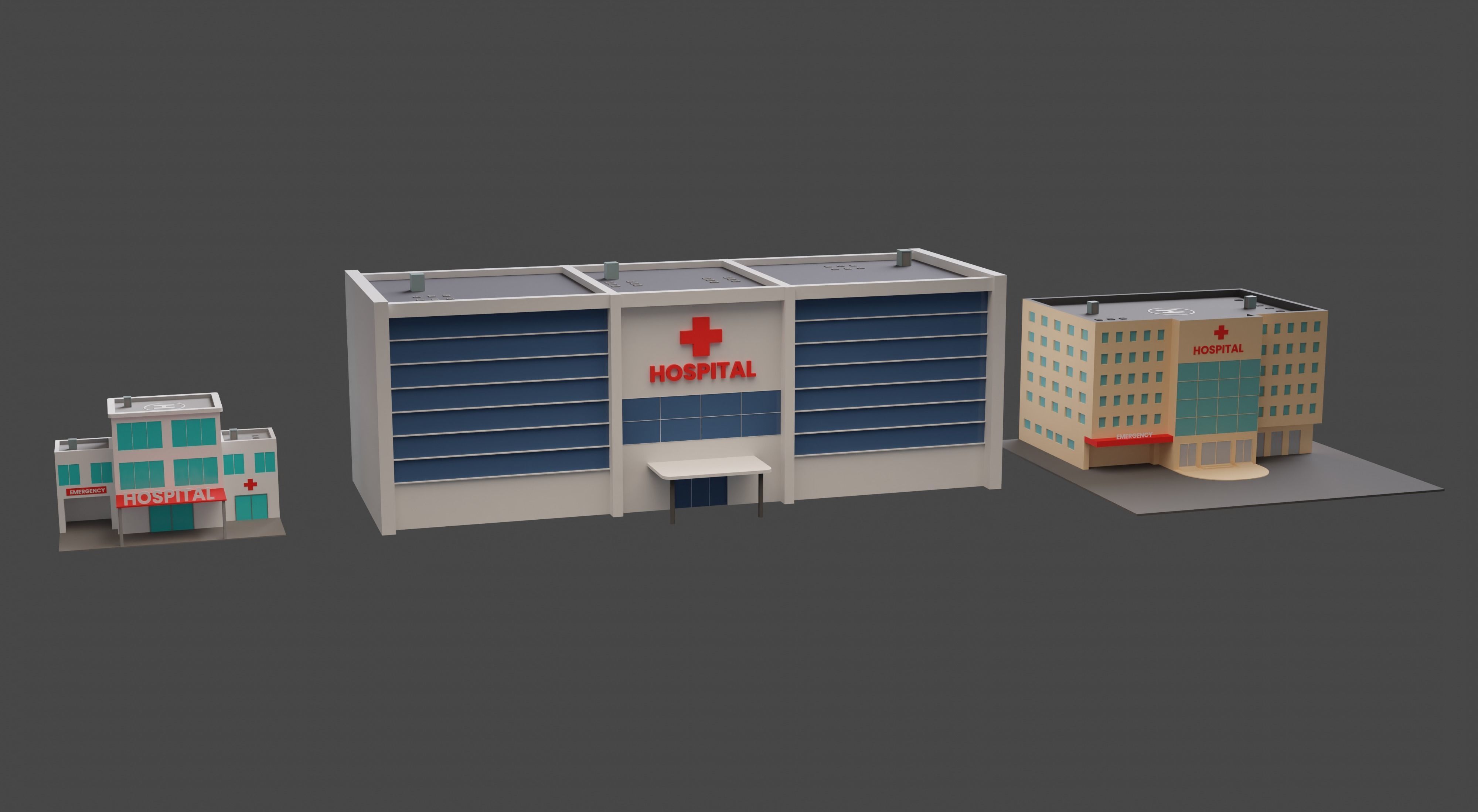 3D model Set of hospitals low-poly VR / AR / low-poly | CGTrader