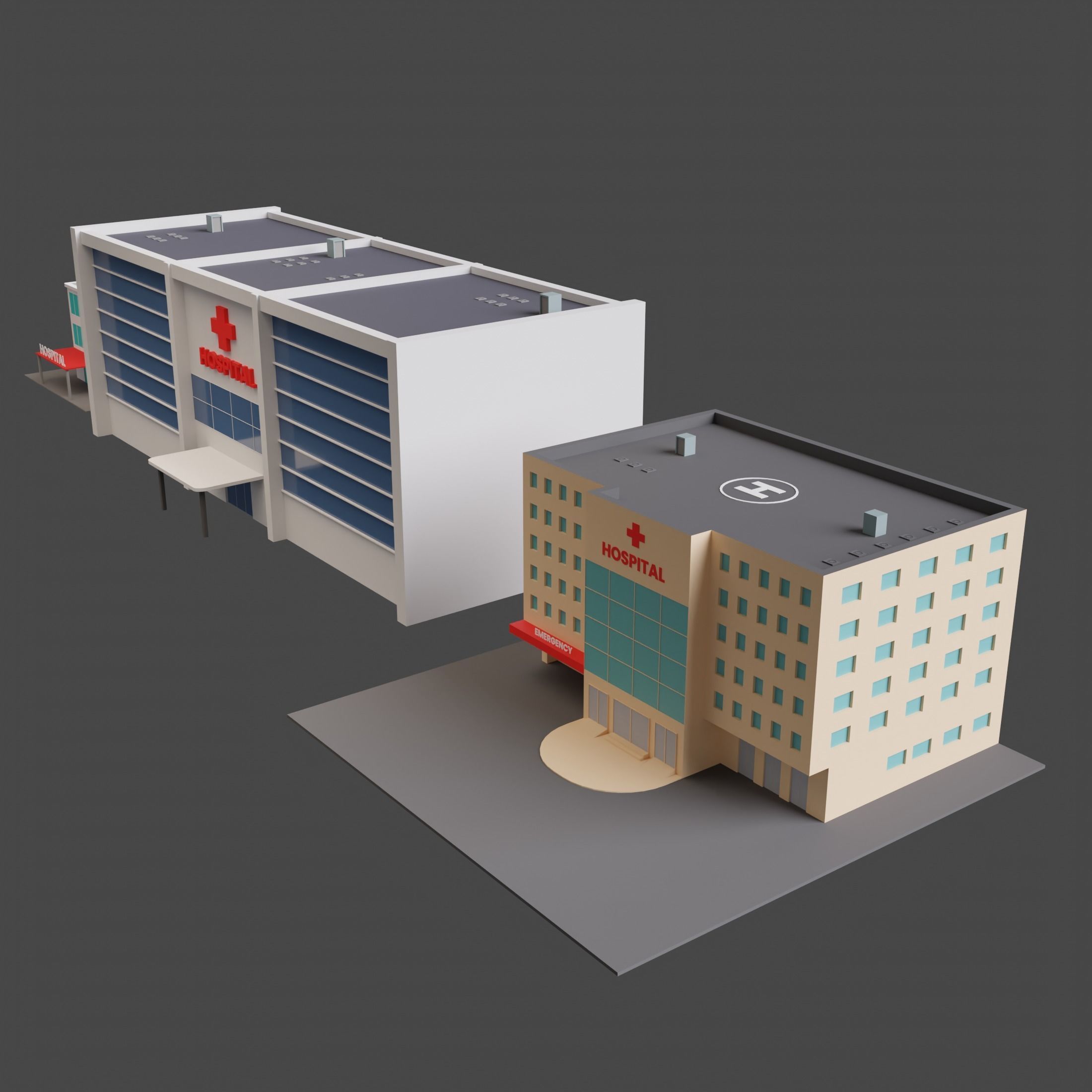 3D model Set of hospitals low-poly VR / AR / low-poly | CGTrader