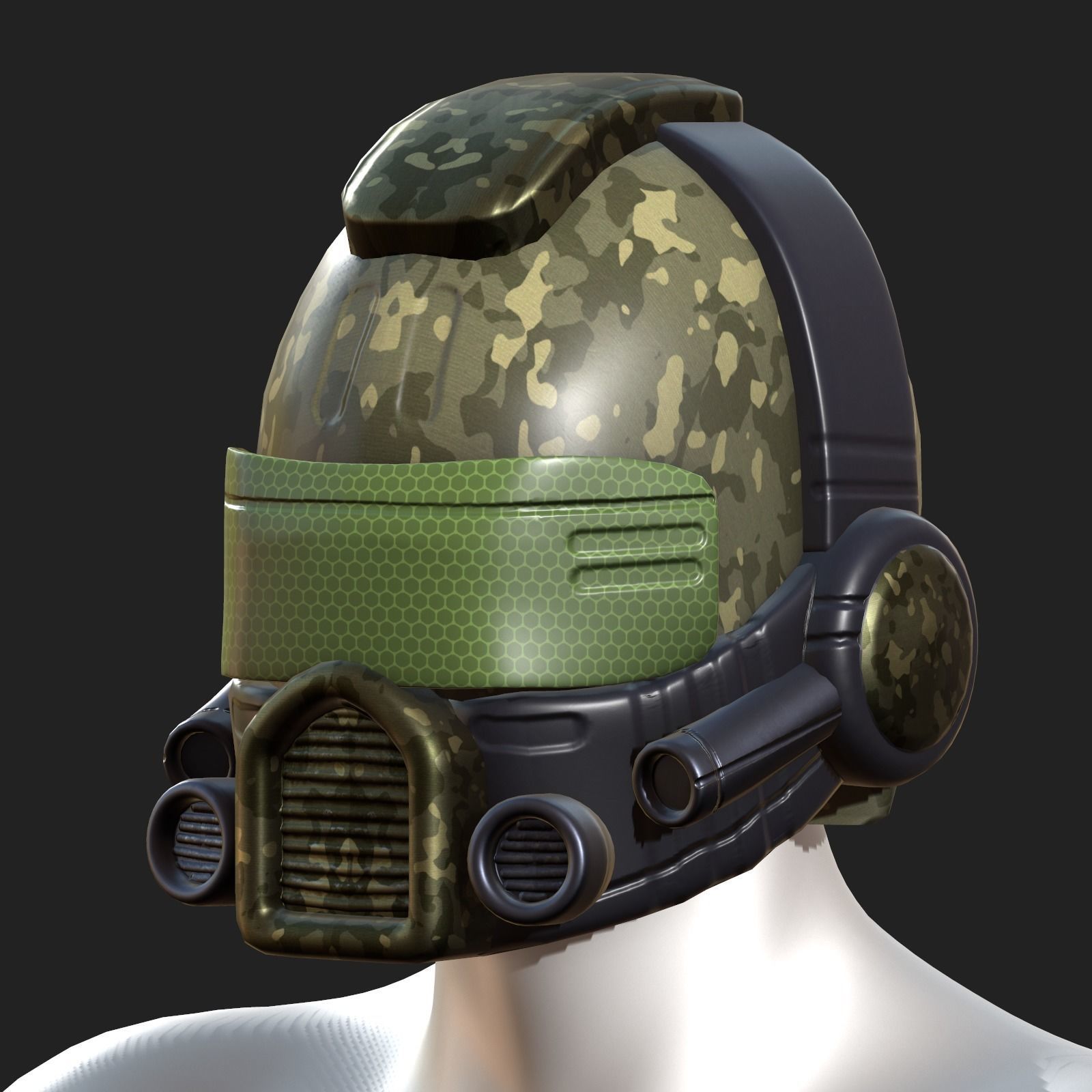 3D model Helmet plastic mask protection pollution ball VR / AR / low ...