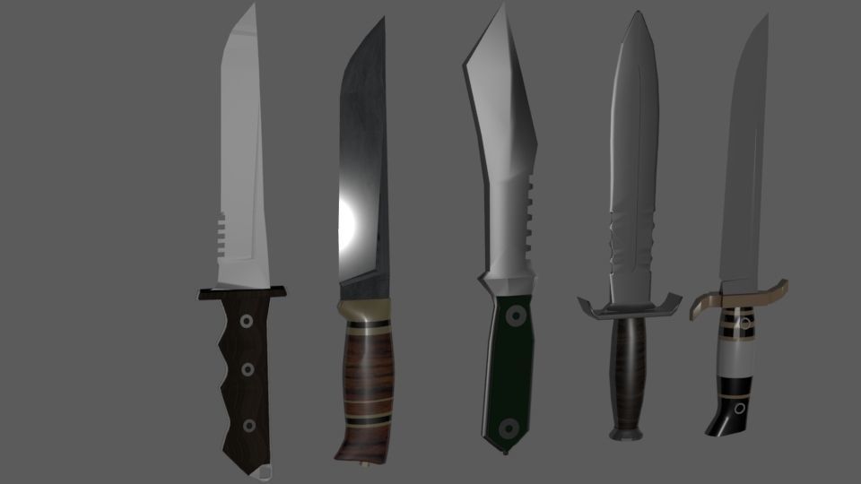 3D model 5 knife 3d Maya VR / AR / low-poly | CGTrader