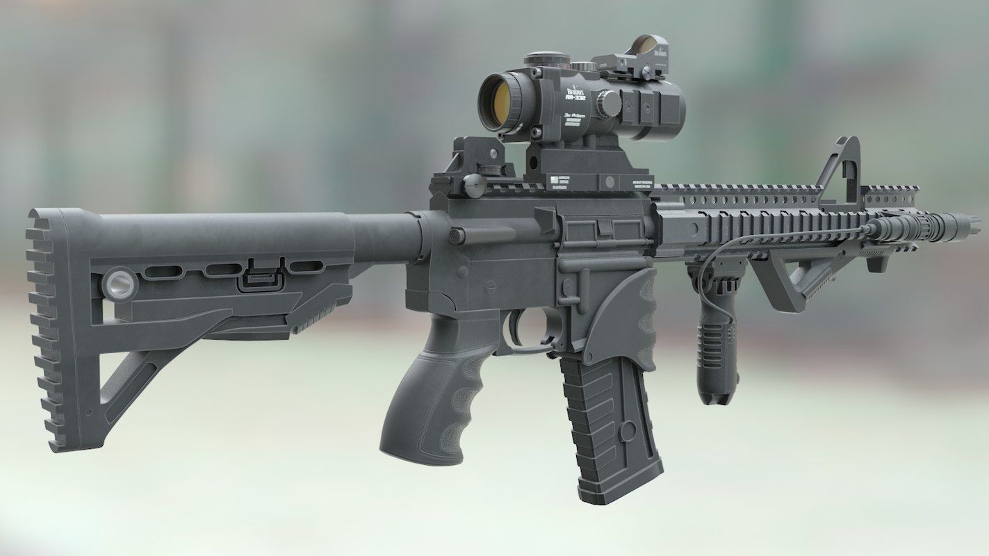 ar-15 ar - rifle with scope free 3D model | CGTrader