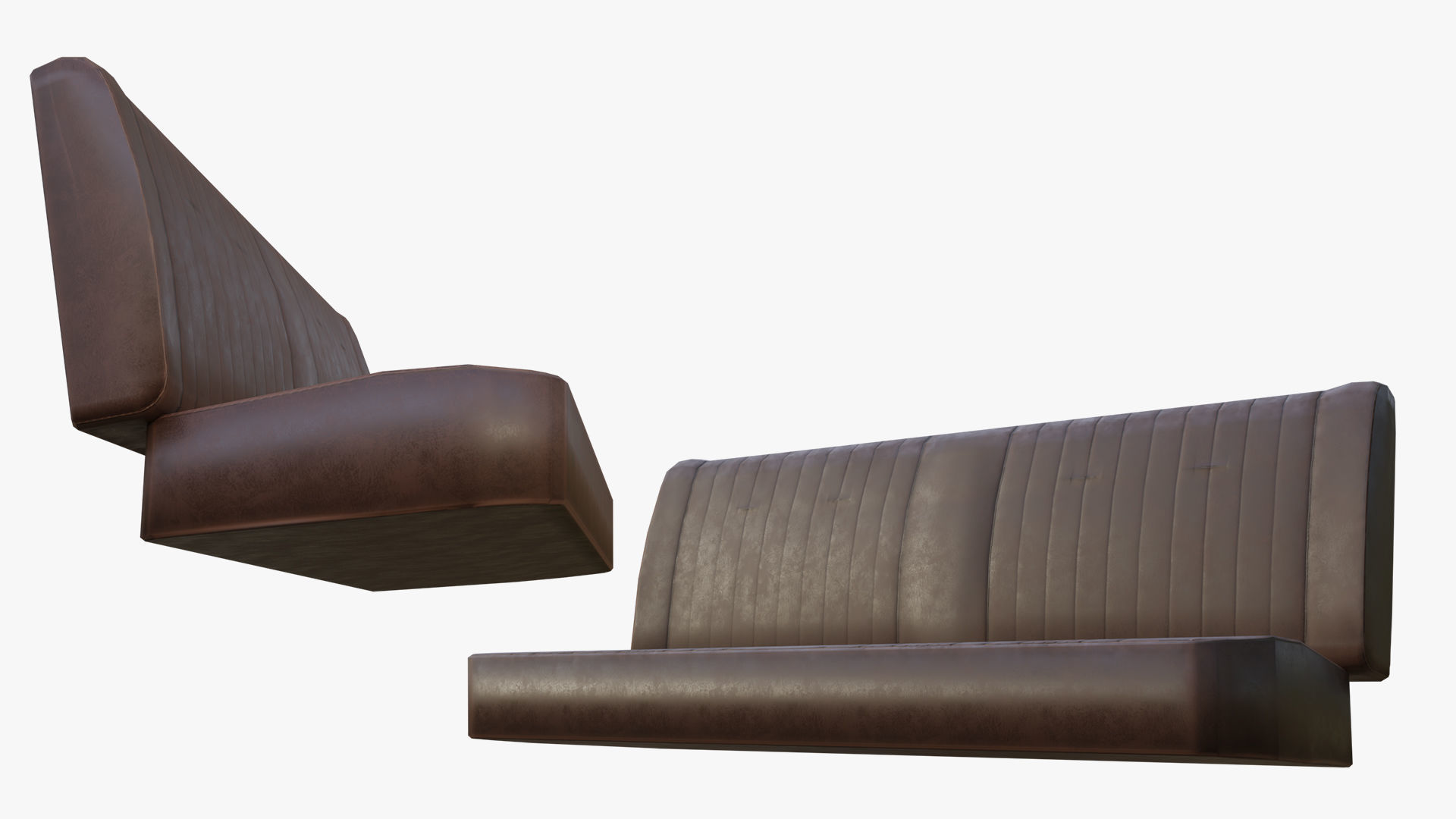 3D model Classic Car Back Seat many Leather PBR Options VR / AR / low ...