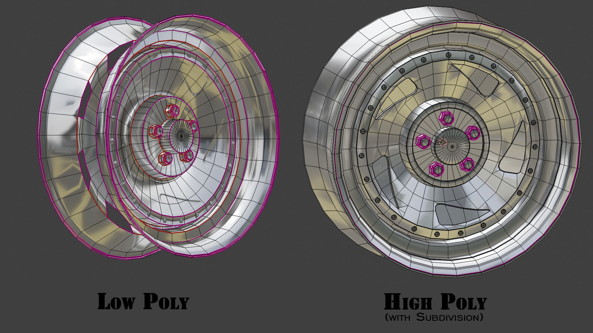 3D model Classic Wheel Hubcap with Subdivision and PBR VR / AR / low ...