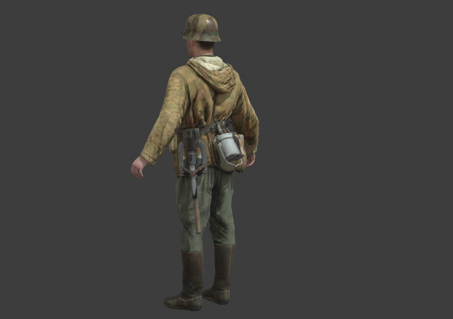 3D model German Camo Soldier Rig - WW2 Scanned Asset Pack VR / AR / low ...