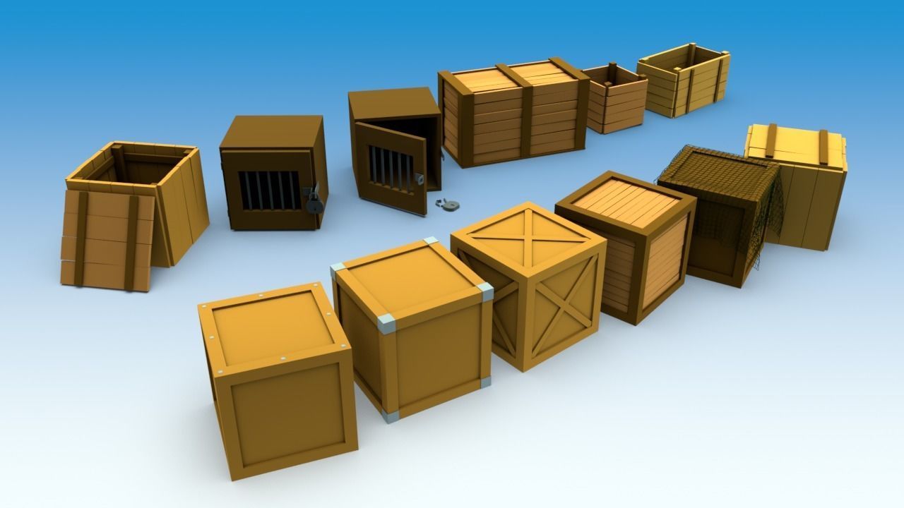 Set of boxes 3D model game-ready | CGTrader