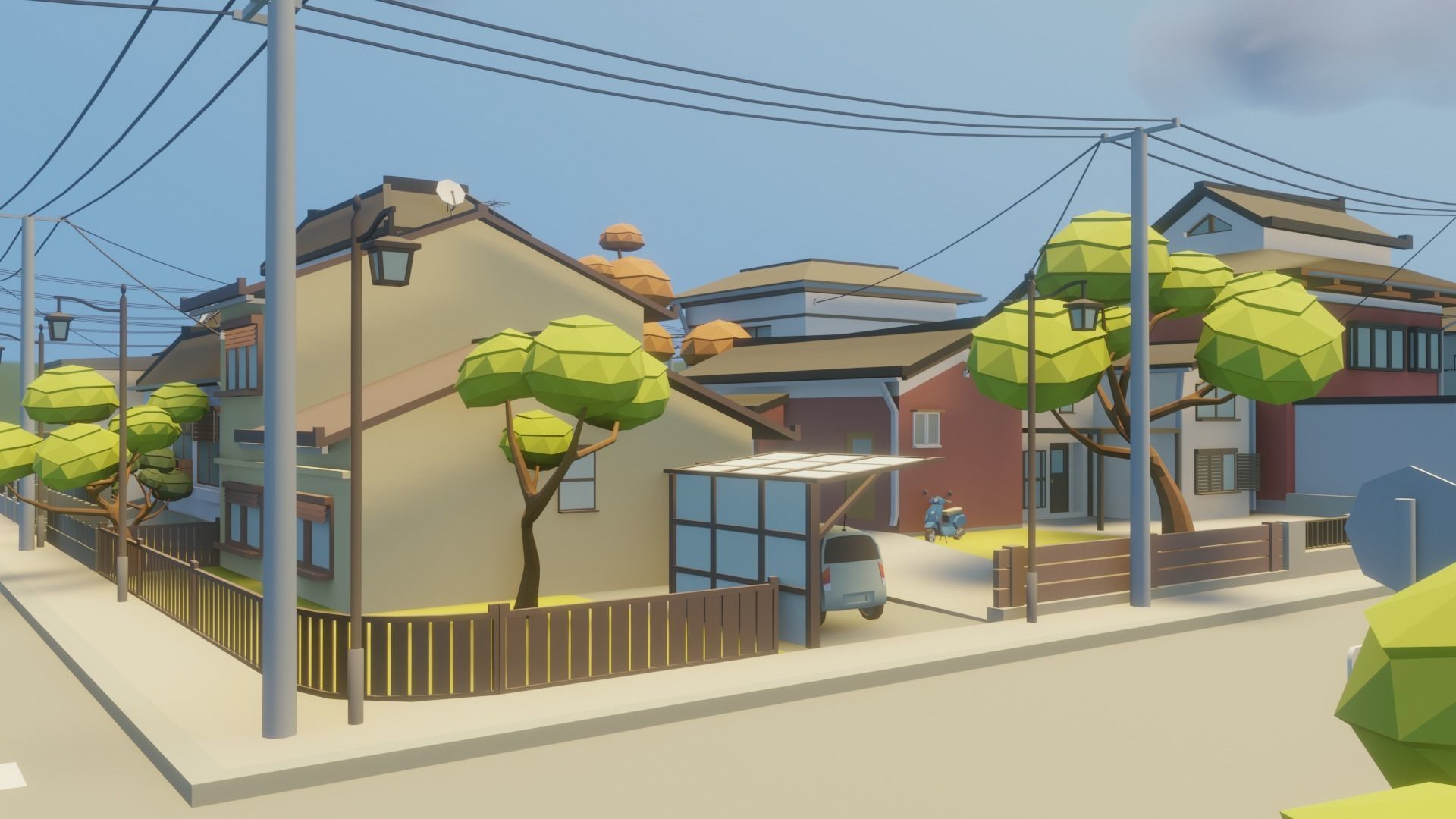 3D model Low poly japanese town VR / AR / low-poly | CGTrader