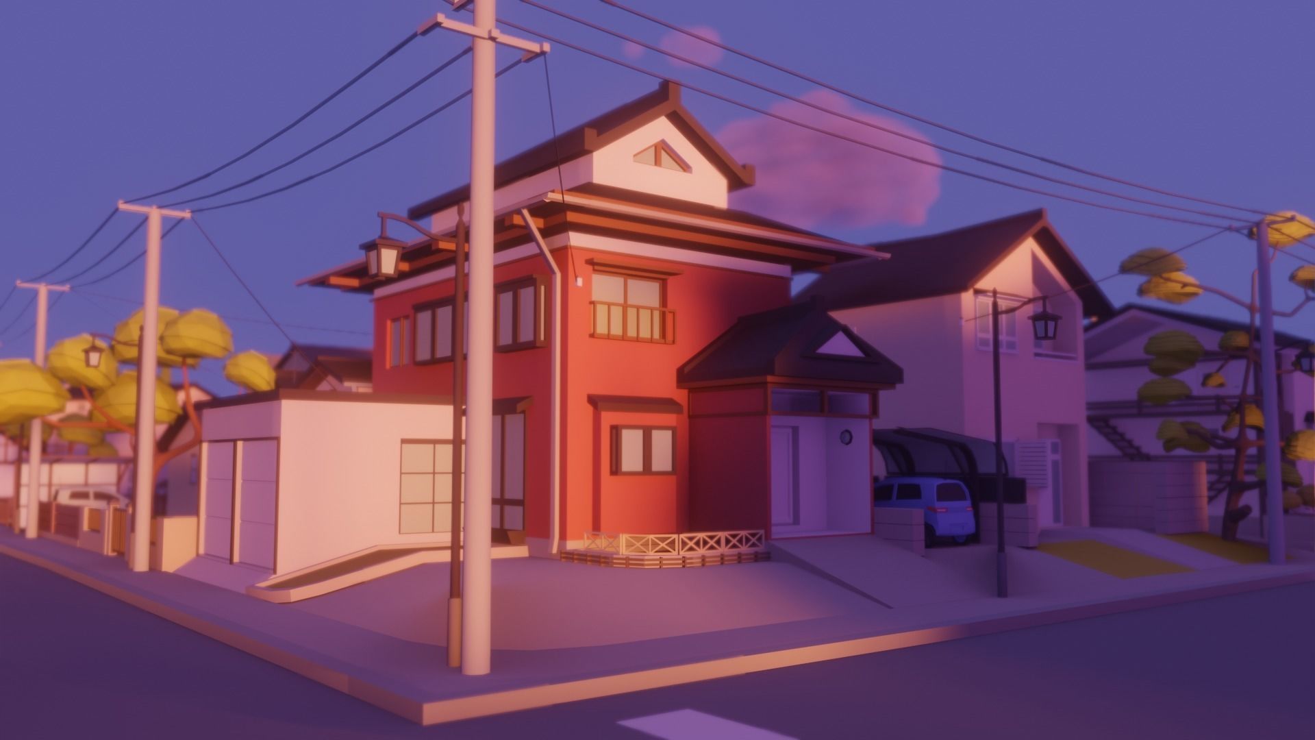 3D model Low poly japanese town VR / AR / low-poly | CGTrader