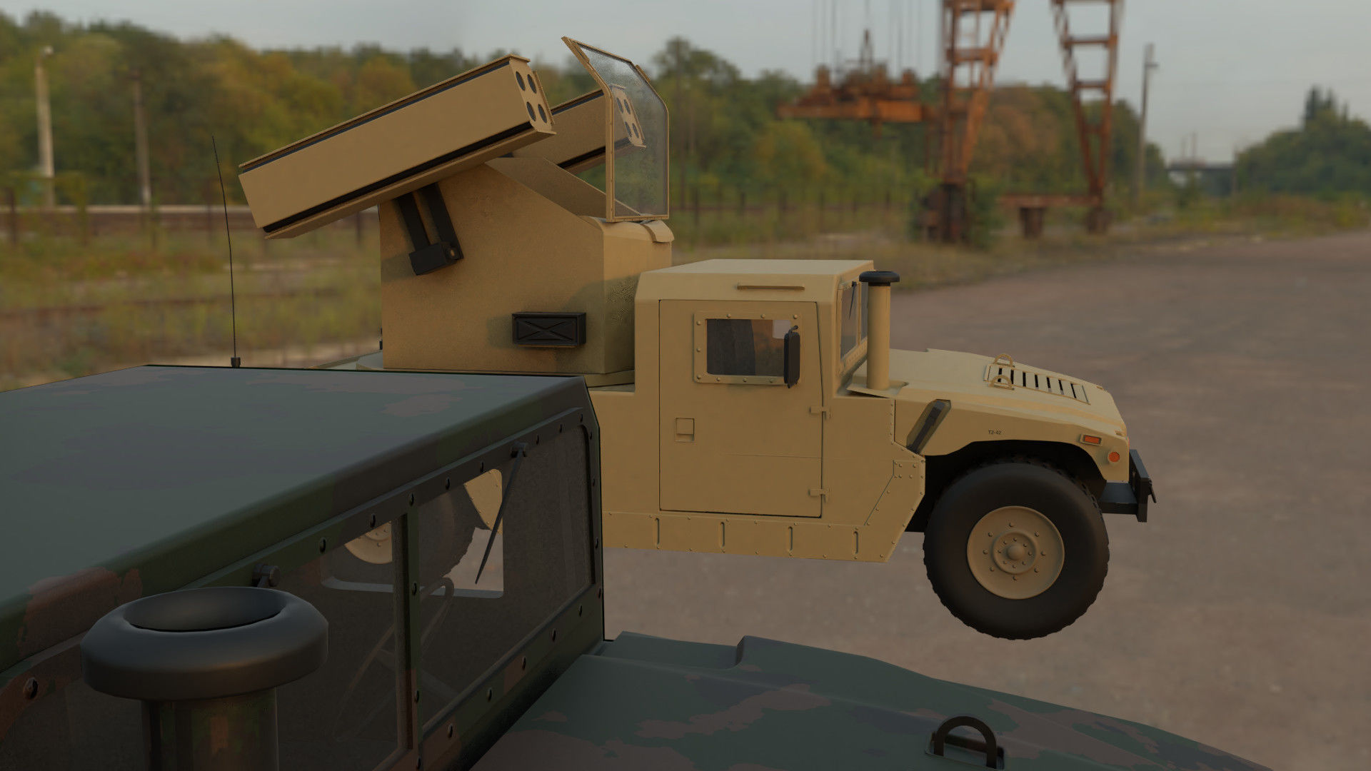 humvee military vehicle with two missiles free 3D model | CGTrader
