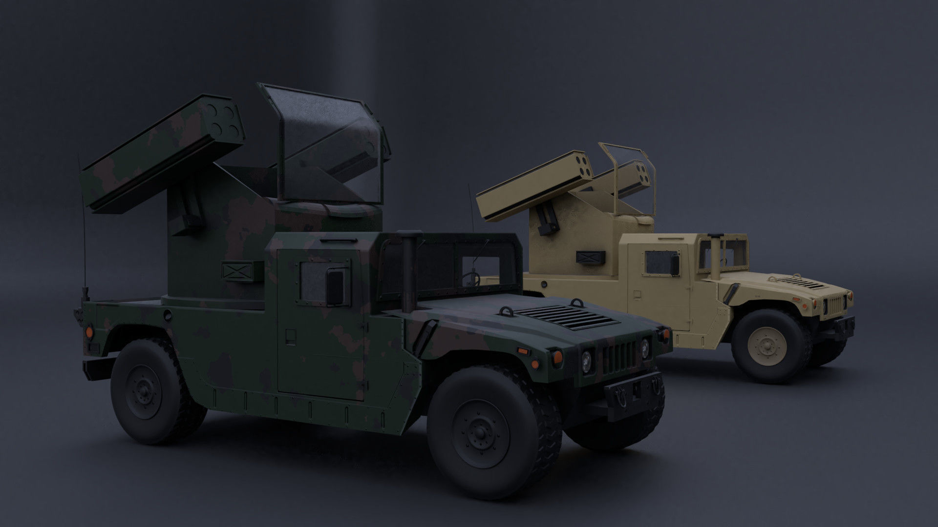 humvee military vehicle with two missiles free 3D model | CGTrader