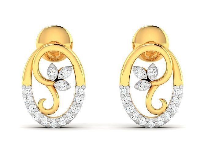 Earrings-2875 pair of gold earrings with diamonds 3D model 3D printable ...