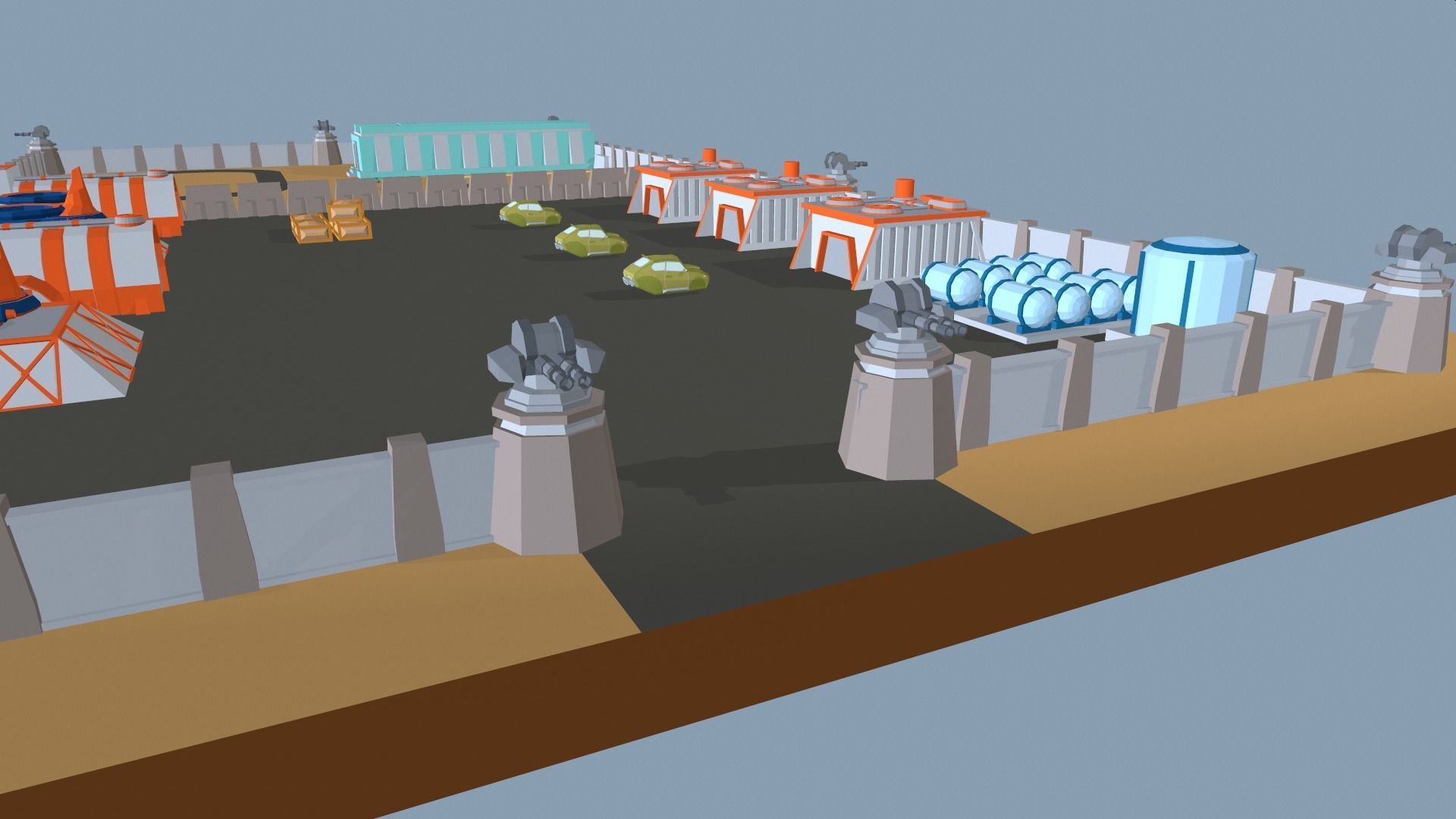 3D model LowPoly Military base VR / AR / low-poly | CGTrader