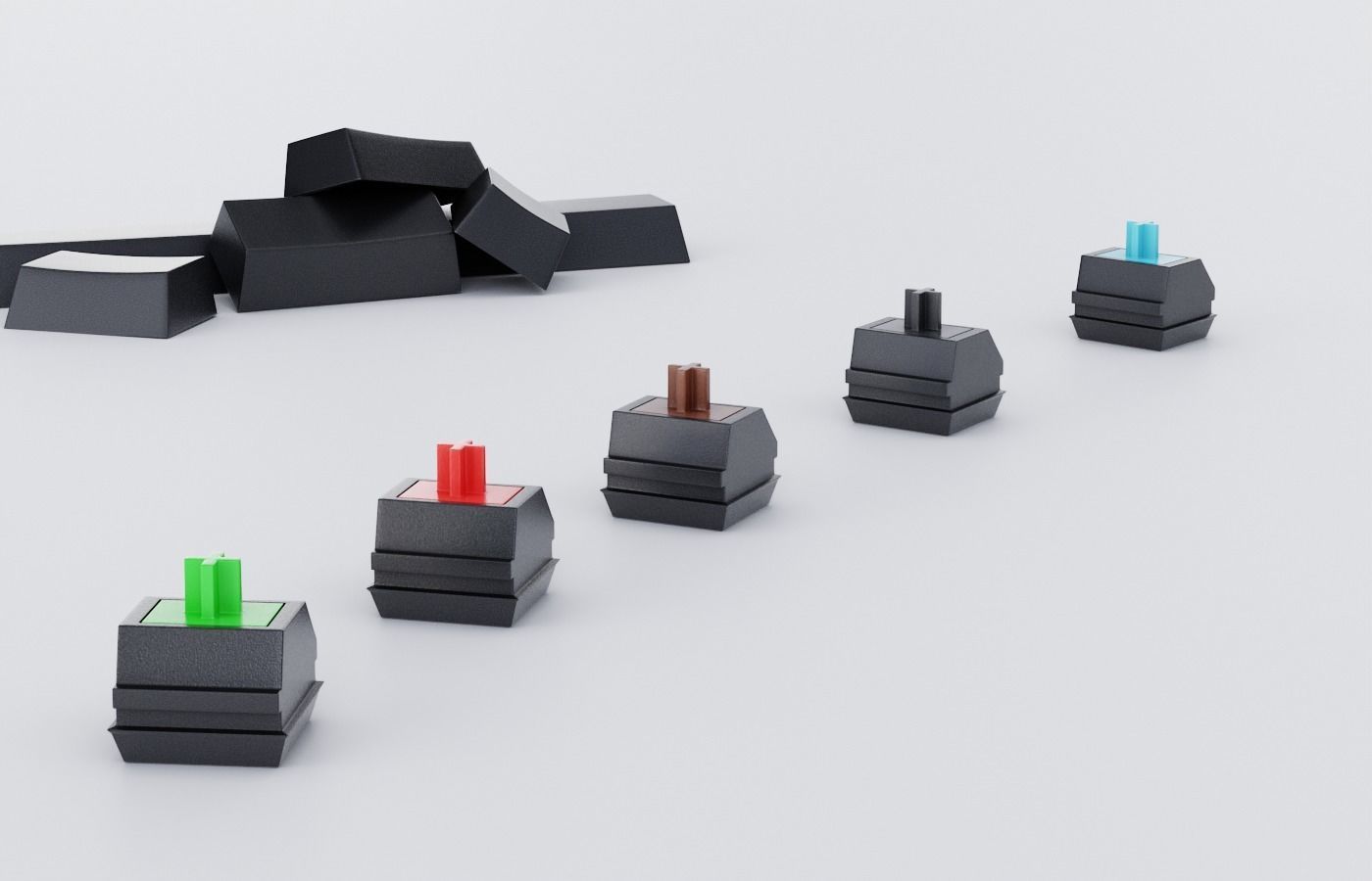 3D model Mechanical Keys for a Keyboard - Keycaps and Switches VR / AR ...
