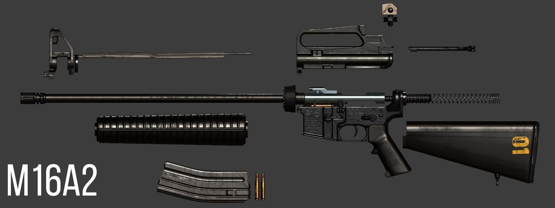 3D model M16A2 and M203 VR / AR / low-poly | CGTrader