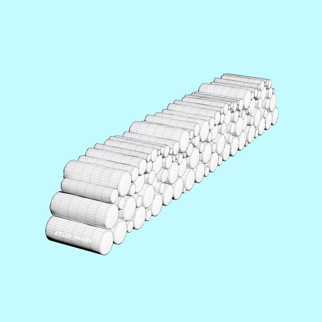 Piled Wooden Logs free 3D model | CGTrader