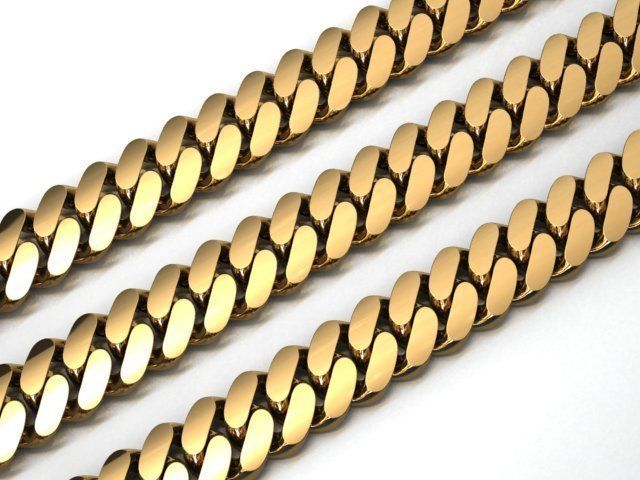 3 TYPES OF CUBAN LINK CHAIN SOLID AND HOLLOW FOR BRACELETS 3D model 3D ...