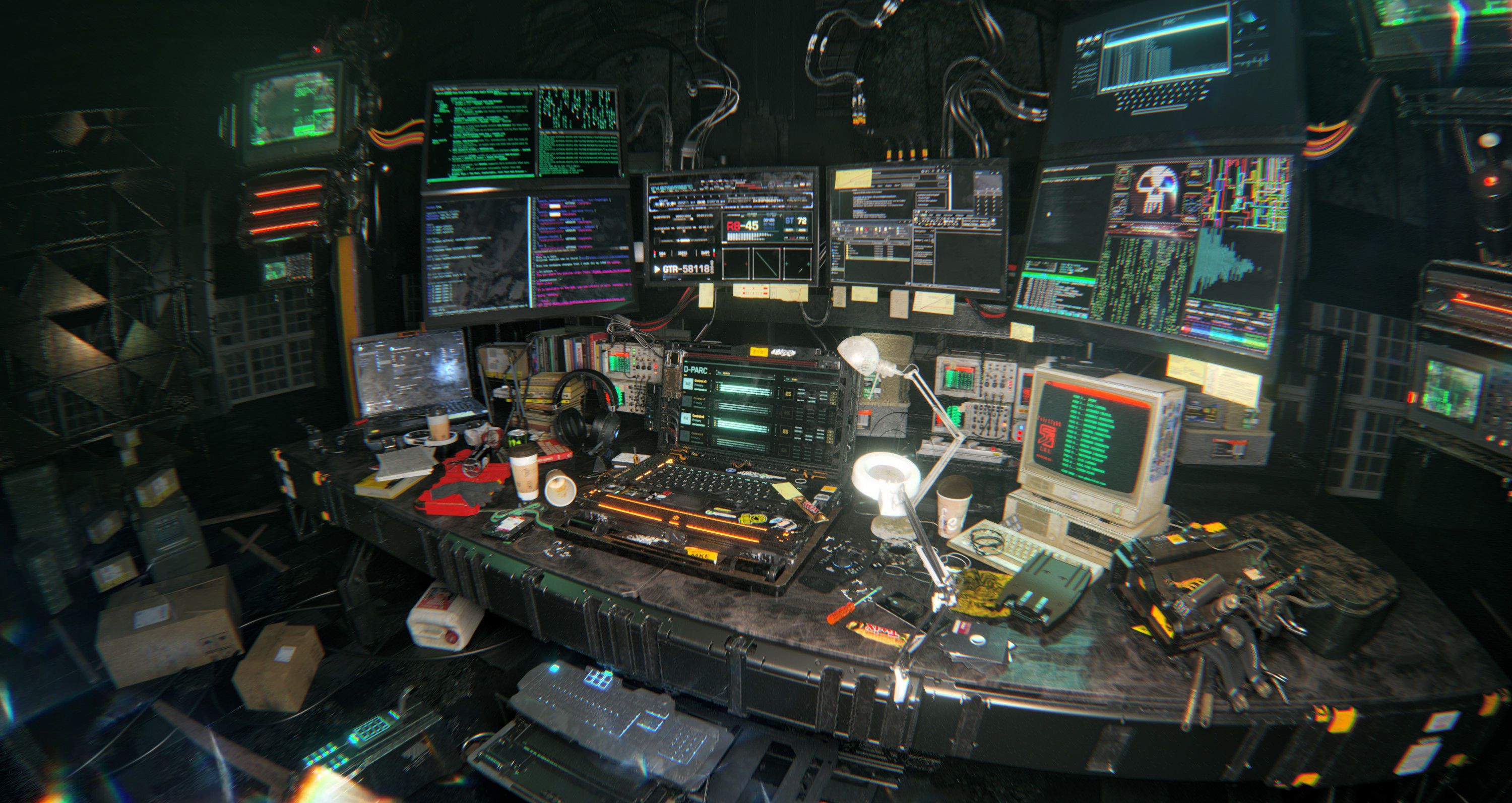 Cyberpunk Hacker Workspace C4d and Redshift and Octane 3D model | CGTrader