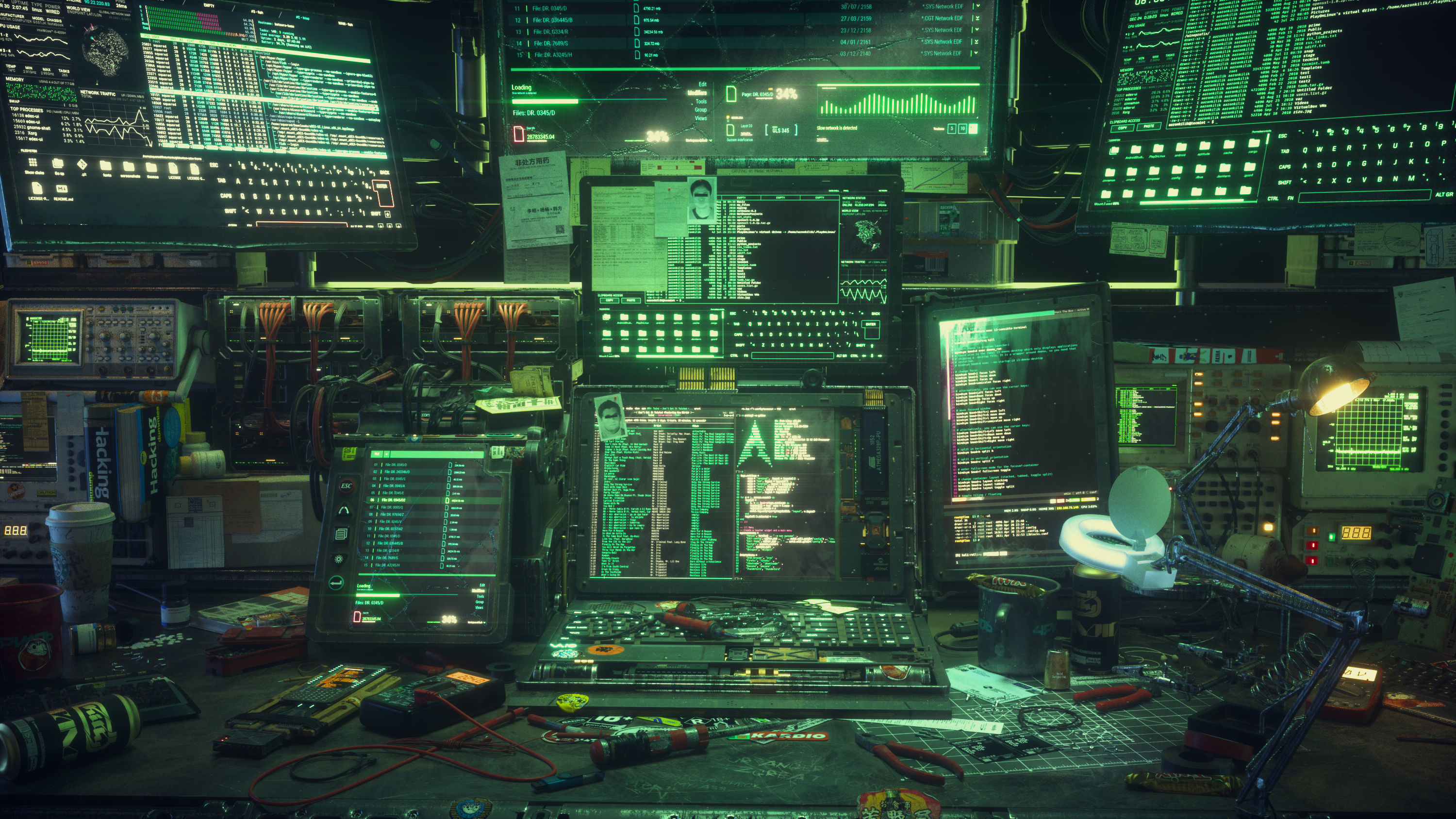 Cyberpunk Hacker Workspace C4d and Redshift and Octane 3D model | CGTrader